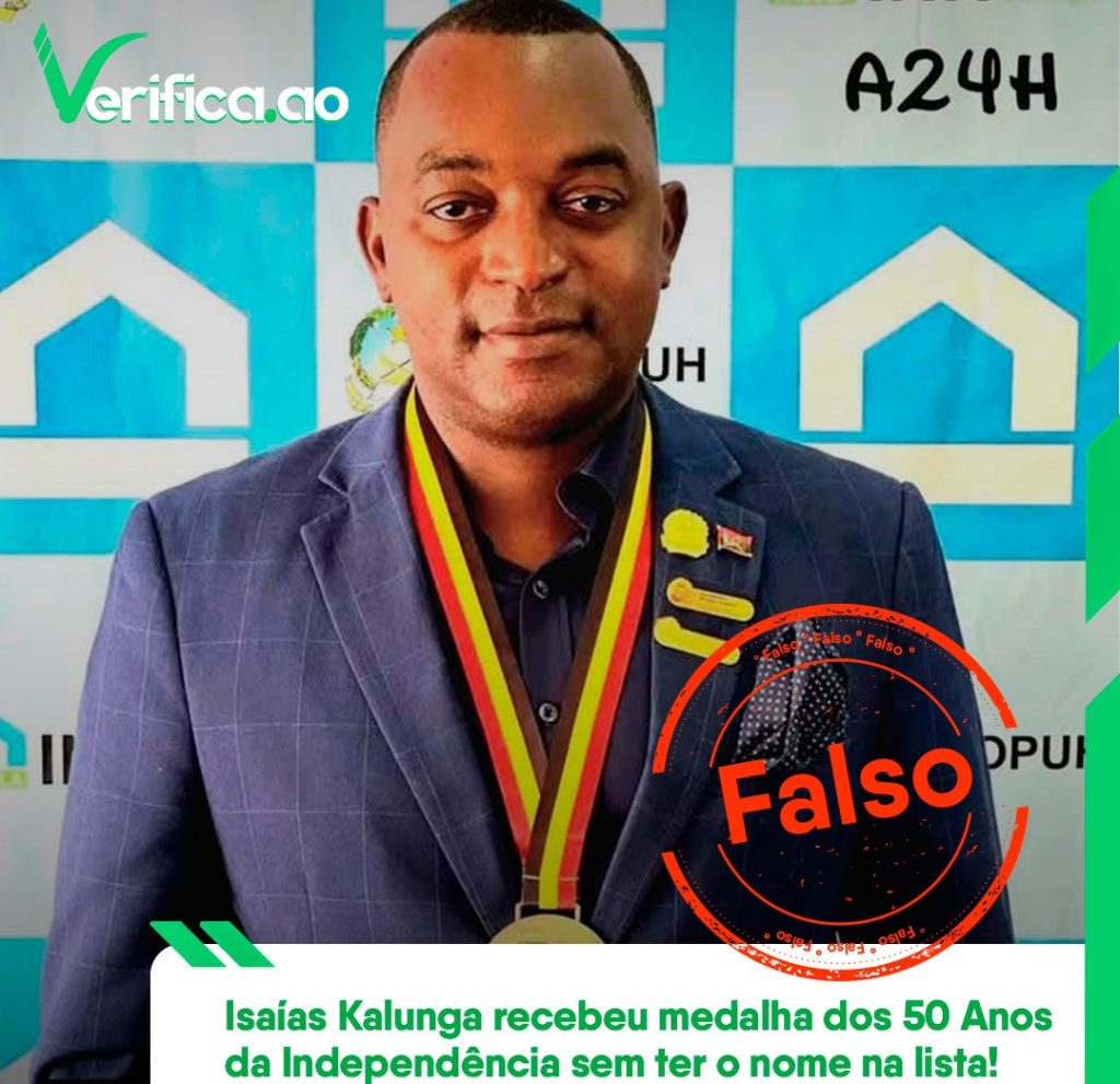 Isaías Kalunga recebeu uma medalha alusiva aos 50 anos de Independência ...